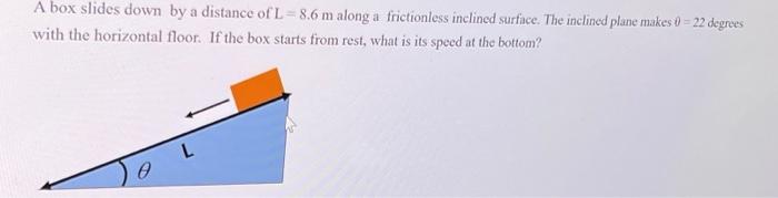 Solved A box slides down by a distance of L=8.6 m along a | Chegg.com