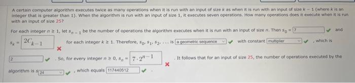Solved A Certain Computer Algorithm Executes Twice As Many