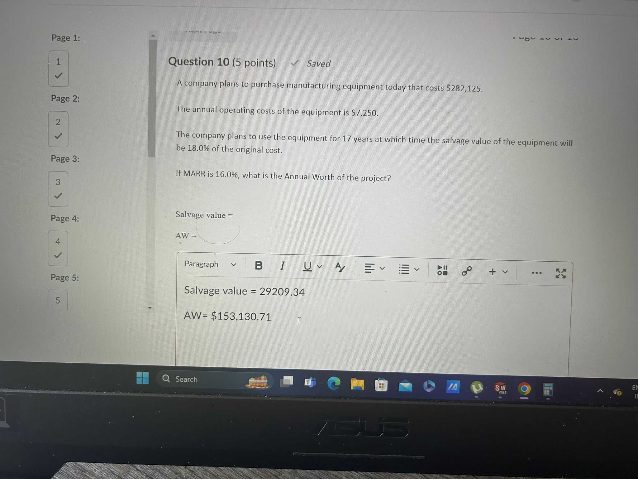 Solved Question 10 (5 ﻿points) ﻿SavedA company plans to | Chegg.com