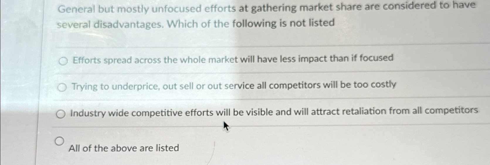 Solved General but mostly unfocused efforts at gathering | Chegg.com