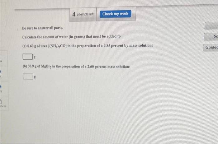 Solved Be sure to answer all parts. Calculate the amount of | Chegg.com