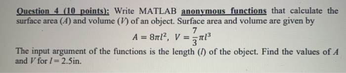 Solved Question 4 10 Points Write Matlab Anonymous 7124