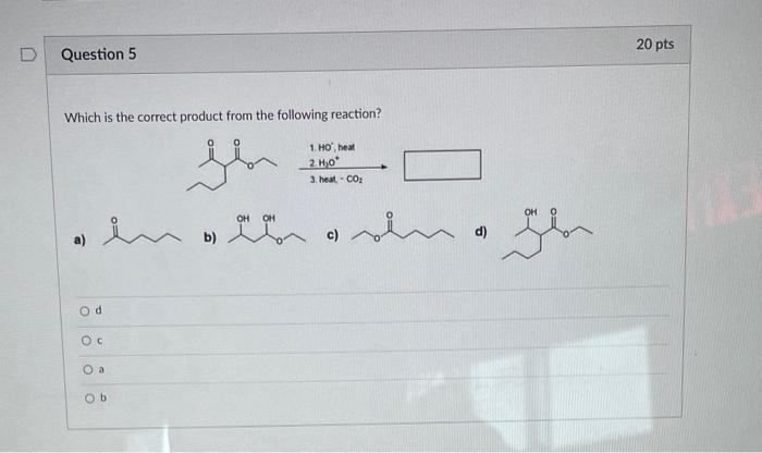 Solved Which is the correct product from the following | Chegg.com