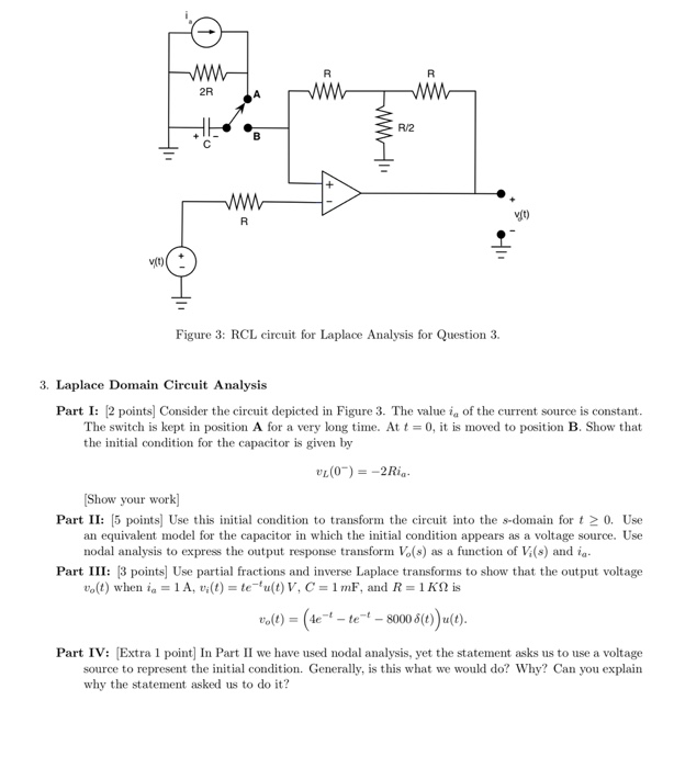 Solved Figure 3: RCL circuit for Laplace Analysis for | Chegg.com