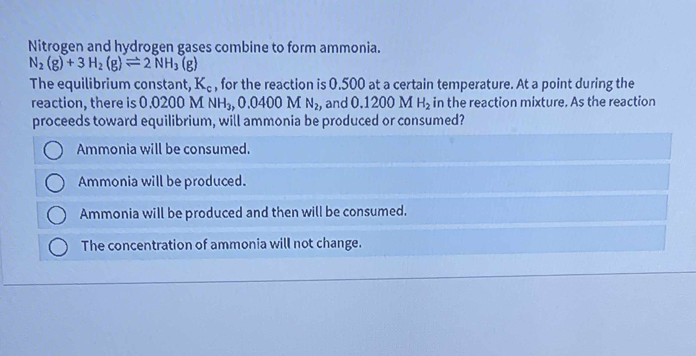 Solved Nitrogen and hydrogen gases combine to form | Chegg.com