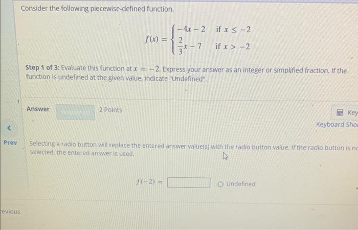 Solved Consider the following piecewise-defined function. | Chegg.com