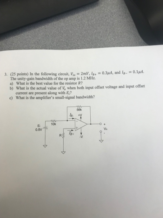 Solved 3. (25 points) In the following circuit, Vio = 2mV, | Chegg.com