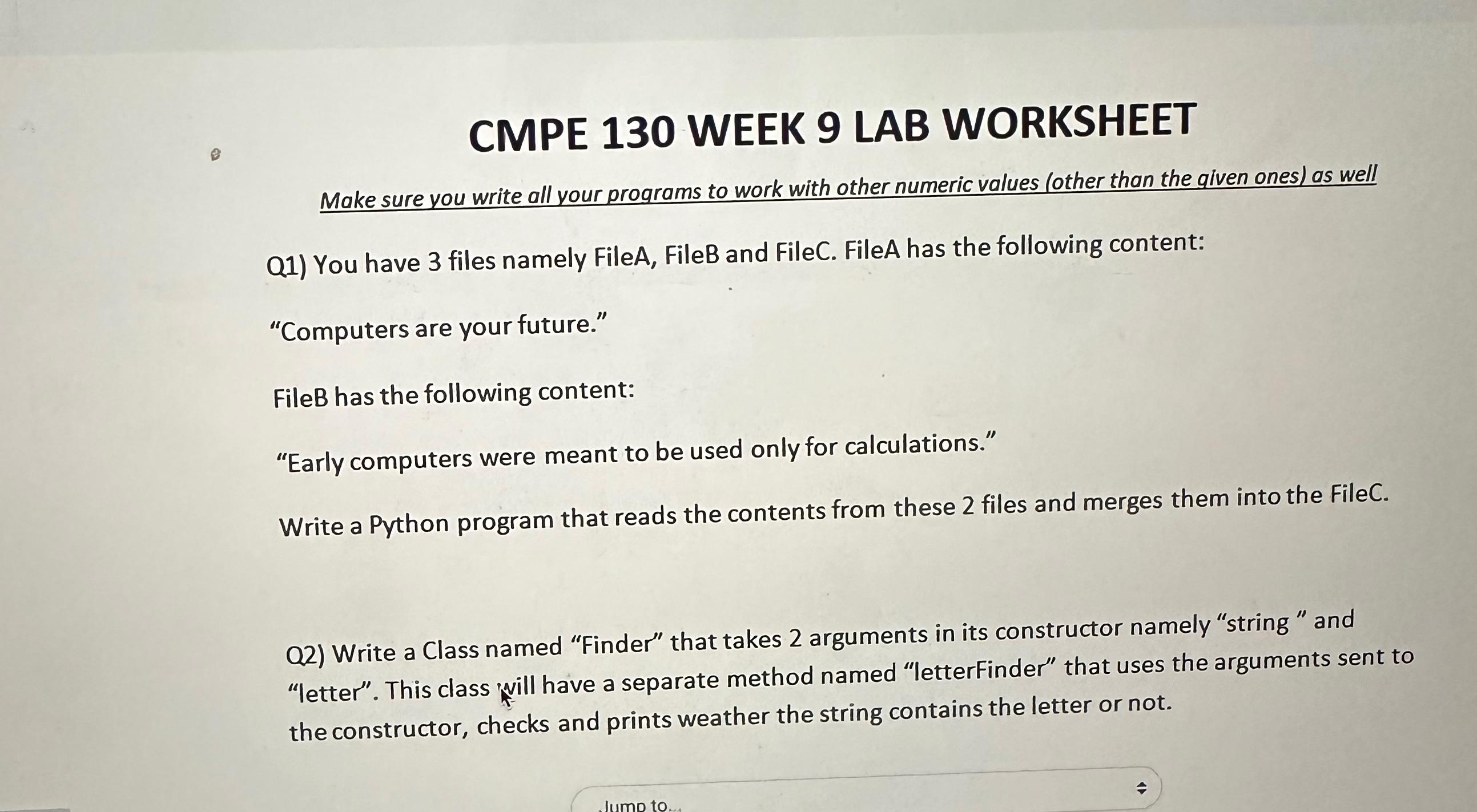 Solved CMPE 130 ﻿WEEK 9 ﻿LAB WORKSHEETMake sure you write | Chegg.com