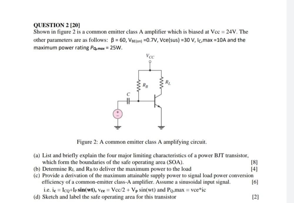 QUESTION 2 [20] Shown in figure 2 is a common emitter | Chegg.com
