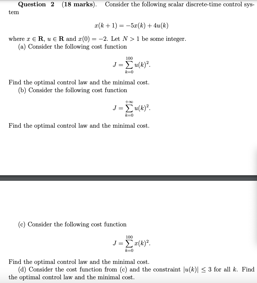 Solved Question 2 (18 ﻿marks). ﻿Consider the following | Chegg.com