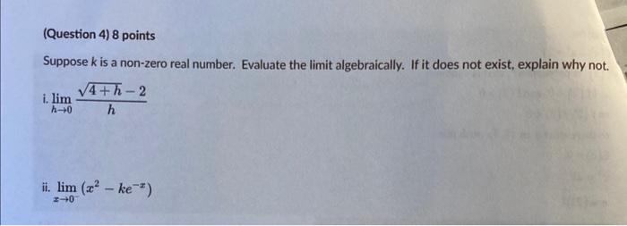 Solved Suppose k is a non-zero real number. Evaluate the | Chegg.com