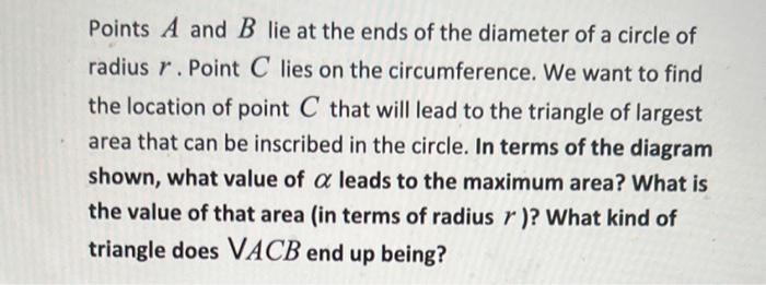 Solved Points A and B lie at the ends of the diameter of a | Chegg.com