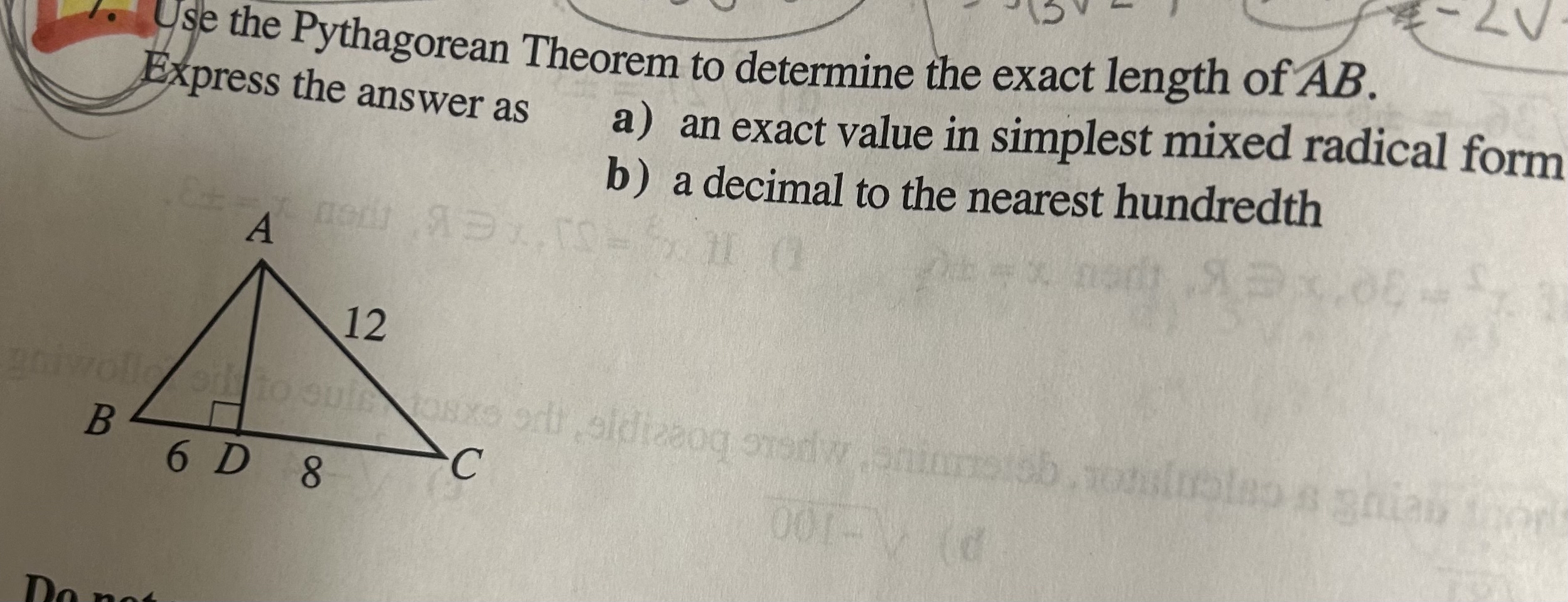 Solved Efe the Pythagorean Theorem to determine the exact | Chegg.com