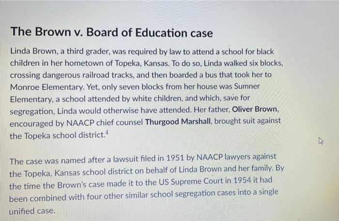 Solved 1. Writing Assignment: A. After reading Brown v Board | Chegg.com