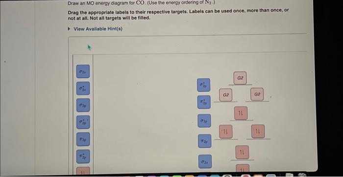Solved Draw an MO energy diagram for CO. (Use the energy | Chegg.com