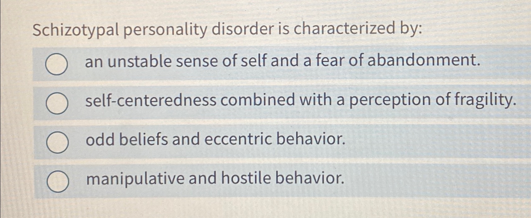 Solved Schizotypal personality disorder is characterized | Chegg.com