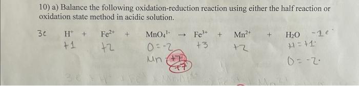 Balance the following oxidation reduction reaction | Chegg.com