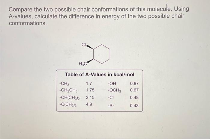 Solved Compare the two possible chair conformations of this | Chegg.com
