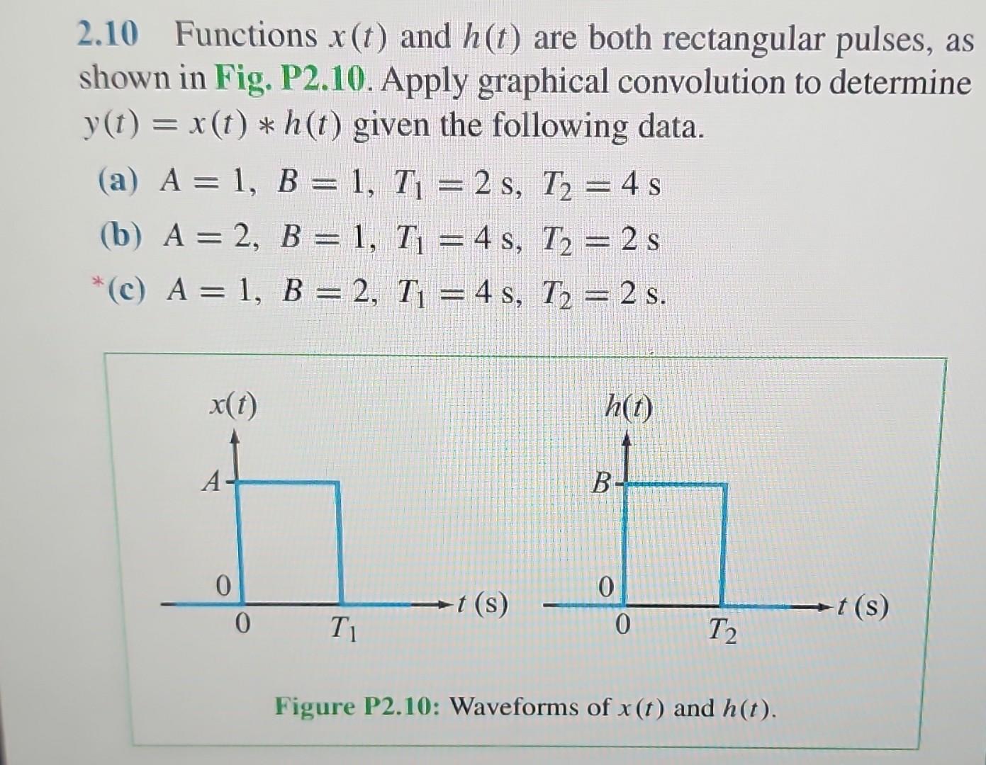 Solved 2.10 Functions x(t) and h(t) are both rectangular | Chegg.com