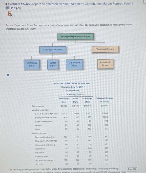 = Problem 12-45 Prepare Segmented Income Statement; | Chegg.com