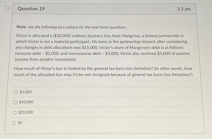 Solved Note: use the following fact pattern for the next | Chegg.com