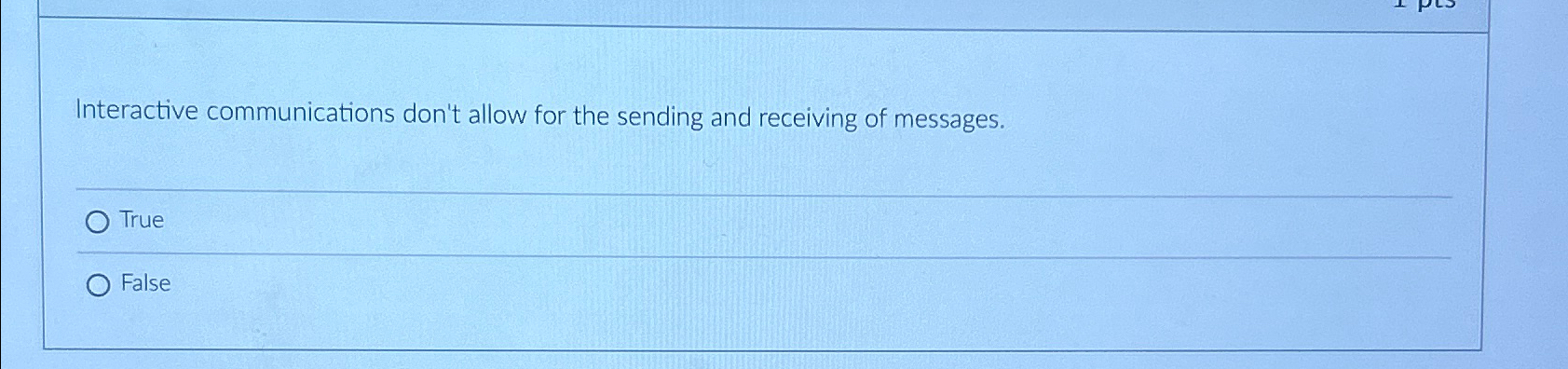 Solved Interactive communications don't allow for the | Chegg.com