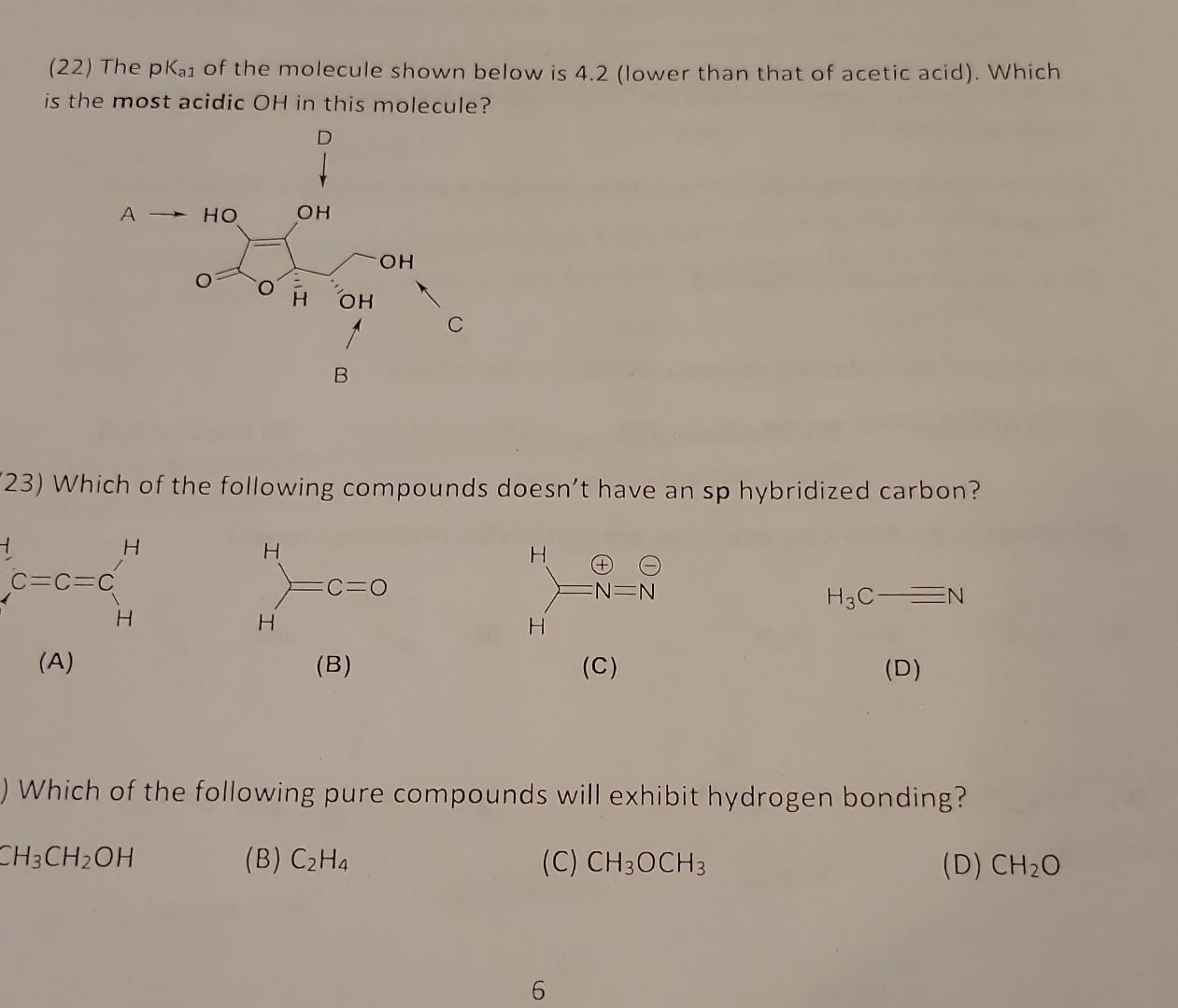Solved (22) The pKa1 of the molecule shown below is 4.2 | Chegg.com
