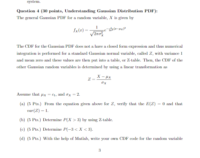 Solved system.Question 4 (30 ﻿points, Understanding Gaussian | Chegg.com