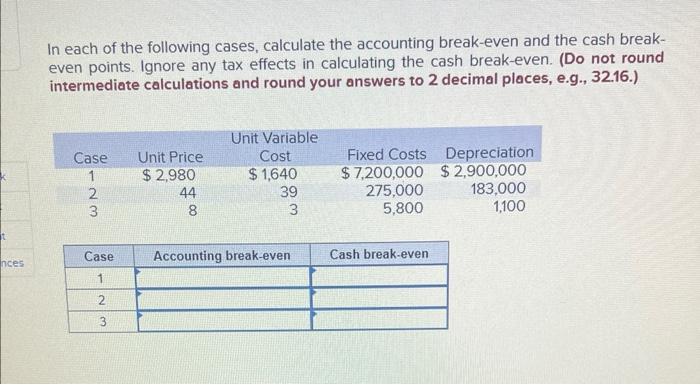 Solved In each of the following cases, calculate the | Chegg.com
