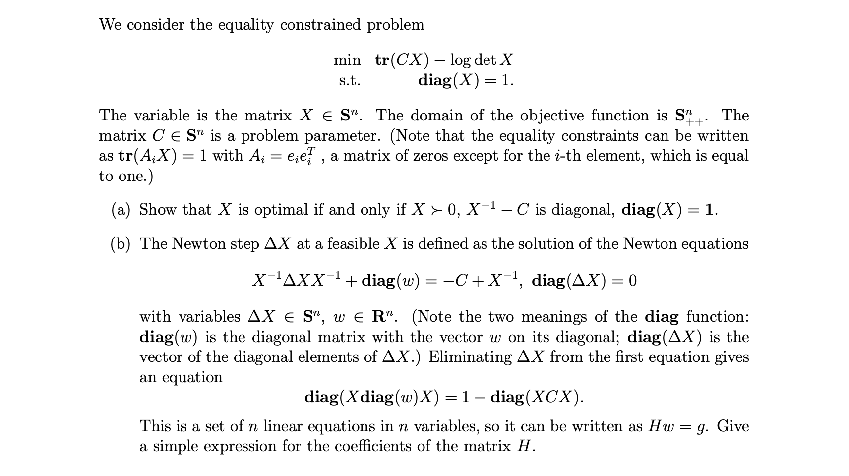 Solved We ﻿consider the equality constrained | Chegg.com