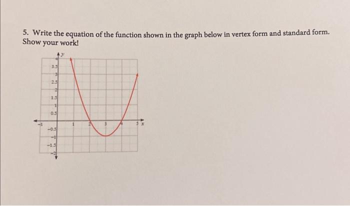 Solved 5. Write the equation of the function shown in the | Chegg.com