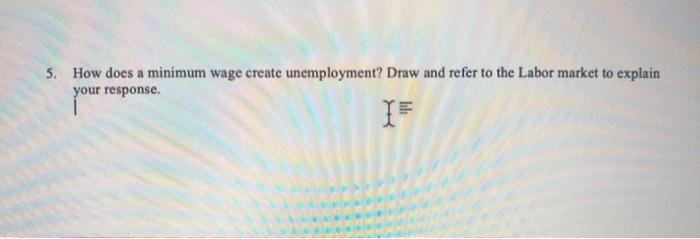 Solved 5. How does a minimum wage create unemployment? Draw | Chegg.com