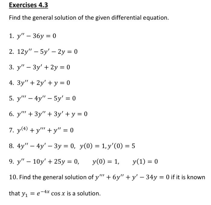 Solved Find the general solution of the given differential | Chegg.com