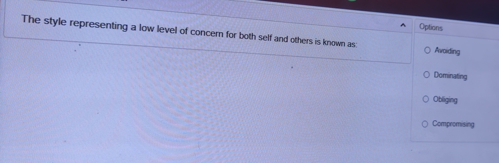 Solved The style representing a low level of concern for | Chegg.com