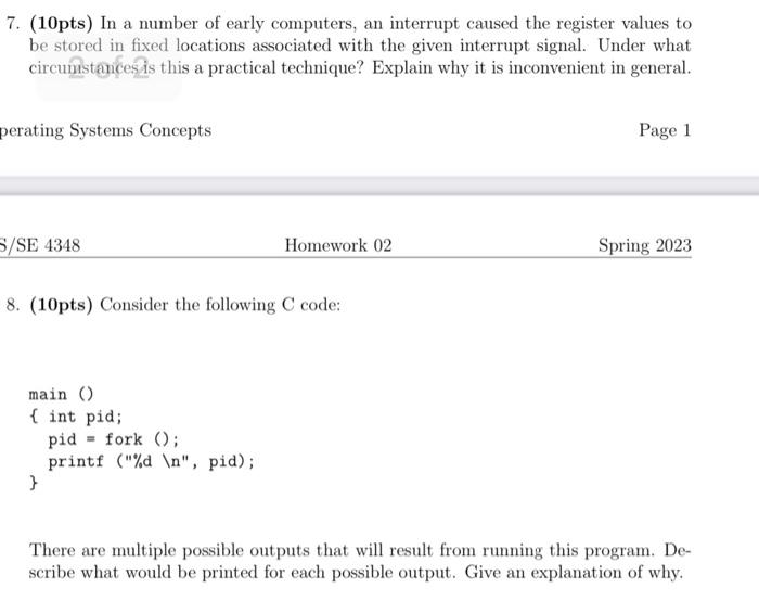 Solved 7. (10pts) In a number of early computers, an | Chegg.com