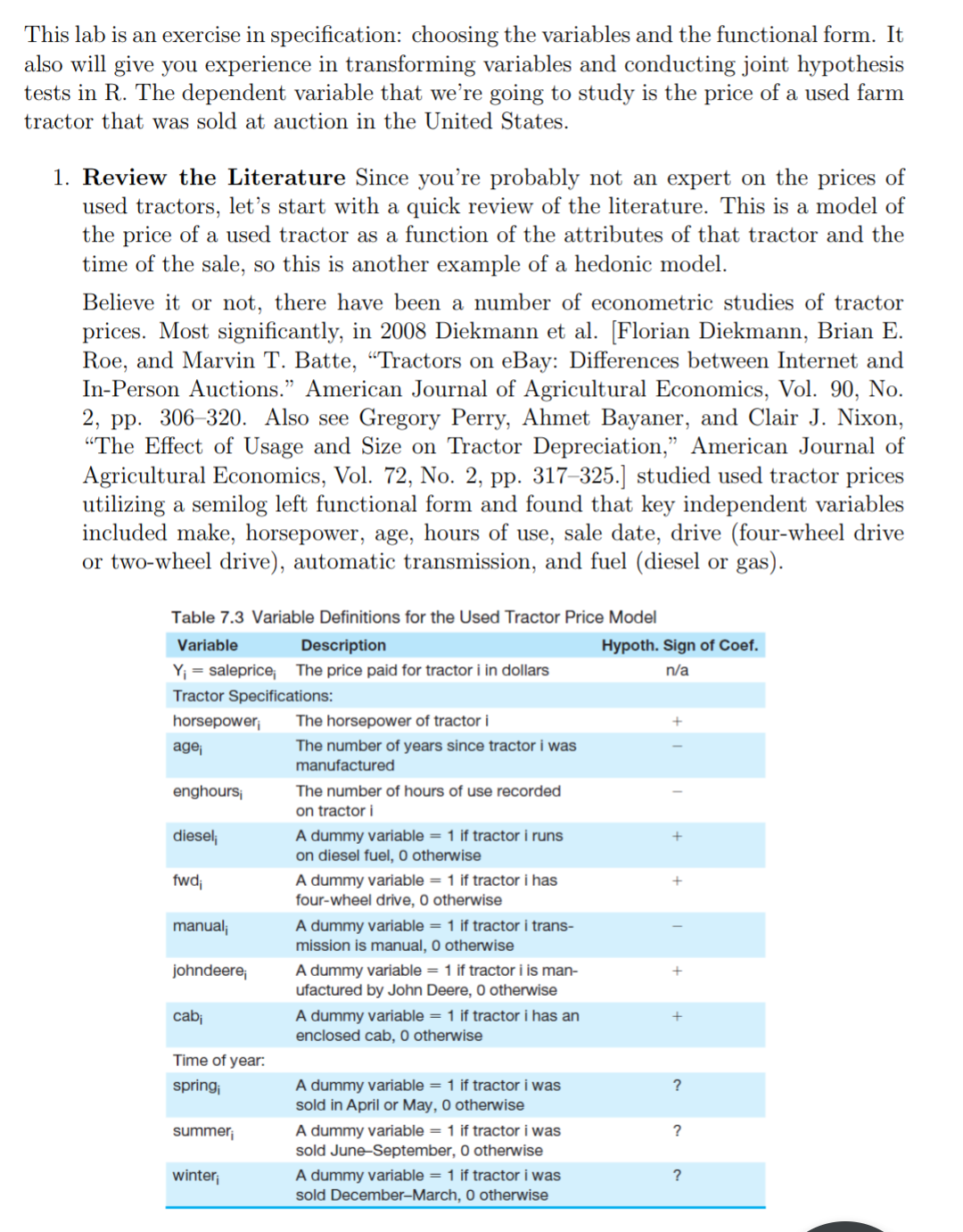 Solved This lab is an exercise in specification: choosing | Chegg.com