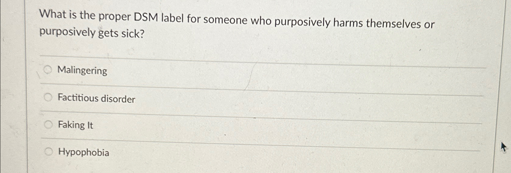 Solved What is the proper DSM label for someone who | Chegg.com