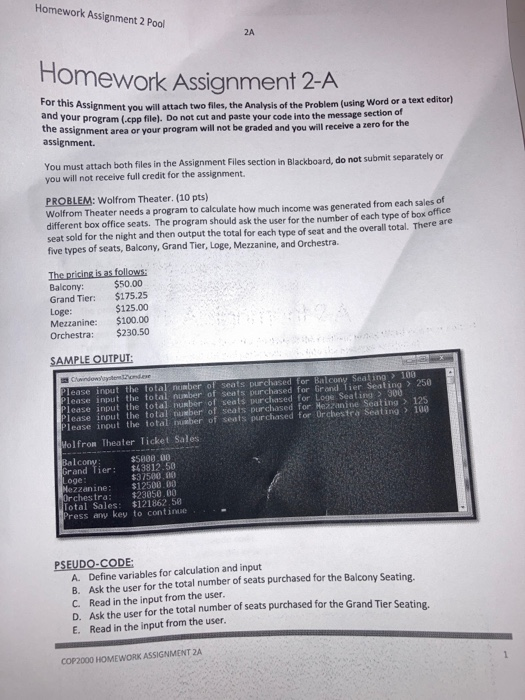 Solved Homework Assignment 2 Pool 2a Homework Assignment 2 A