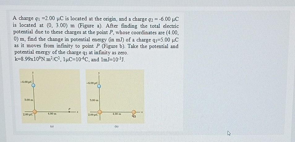 A charge q1=2.00μC is located at the origin, and a | Chegg.com