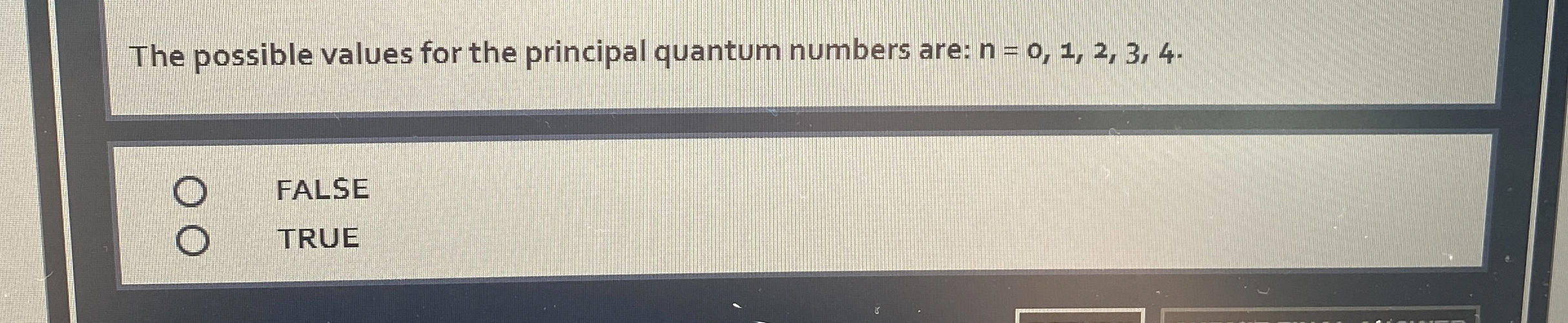 Solved The possible values for the principal quantum numbers | Chegg.com
