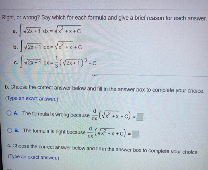 Solved Right, or wrong? Say which for each formula and give | Chegg.com