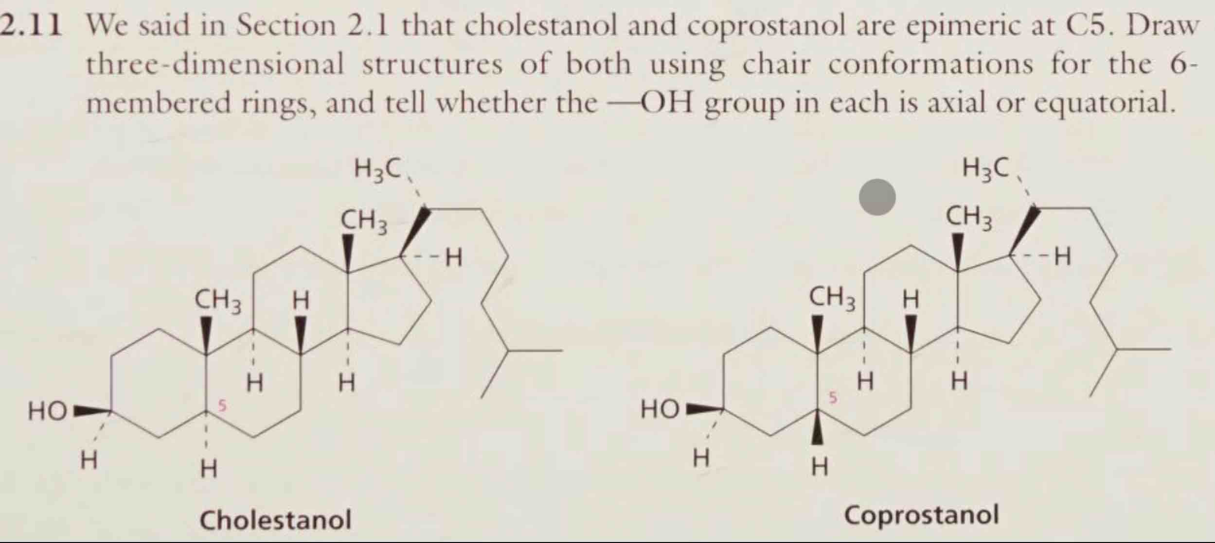 Solved We said in Section 2.1 ﻿that cholestanol and | Chegg.com