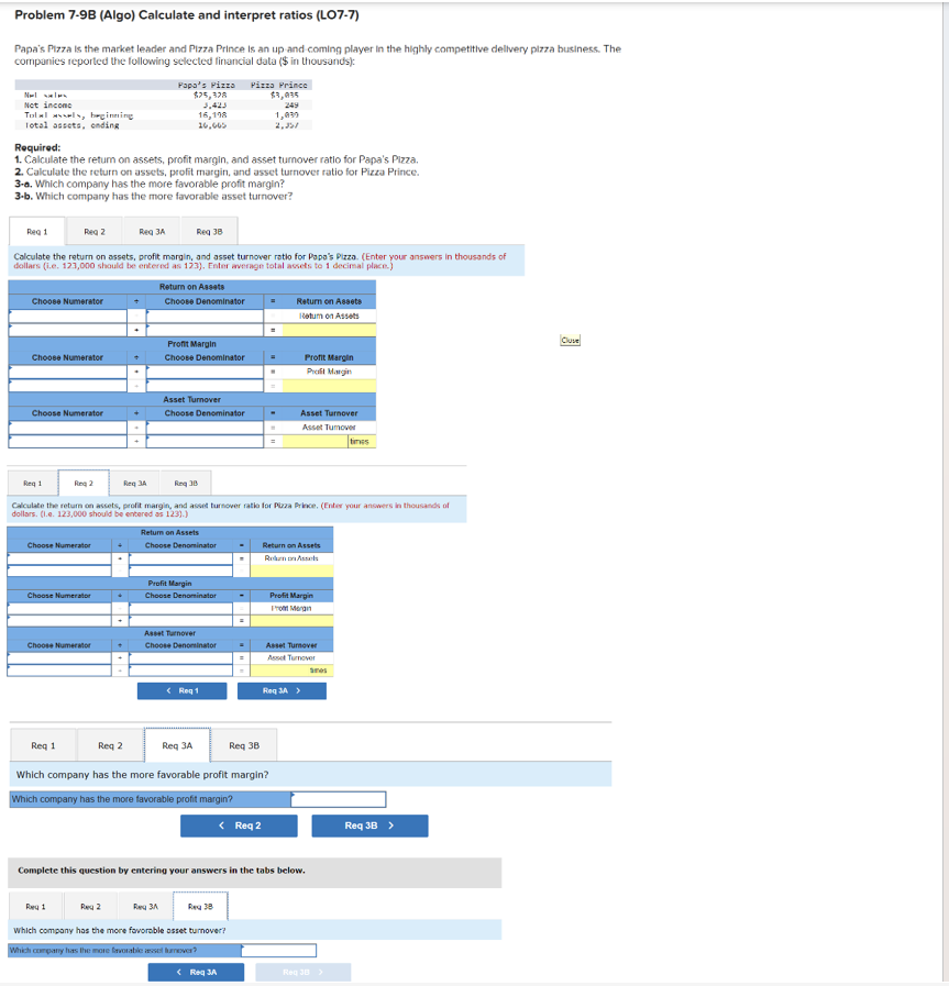 Solved Problem 7-9B (Algo) ﻿Calculate and interpret ratios | Chegg.com