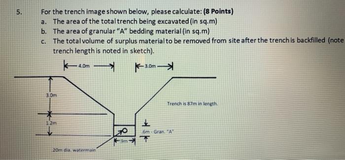Solved 5. For the trench image shown below, please | Chegg.com