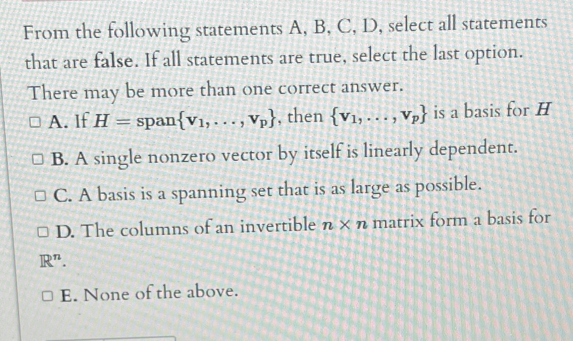 Solved From the following statements A, ﻿B, ﻿C, ﻿D, ﻿select | Chegg.com