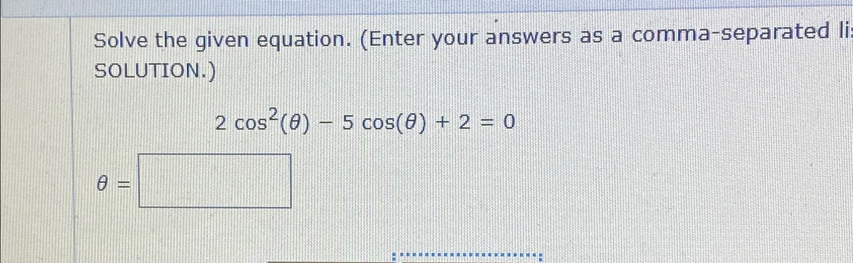 Solved Solve the given equation. (Enter your answers as a | Chegg.com