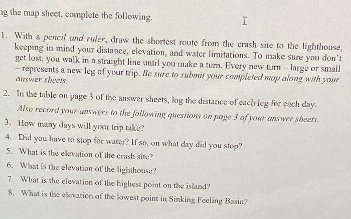 Solved ng the map sheet, complete the following. I 1. With a | Chegg.com