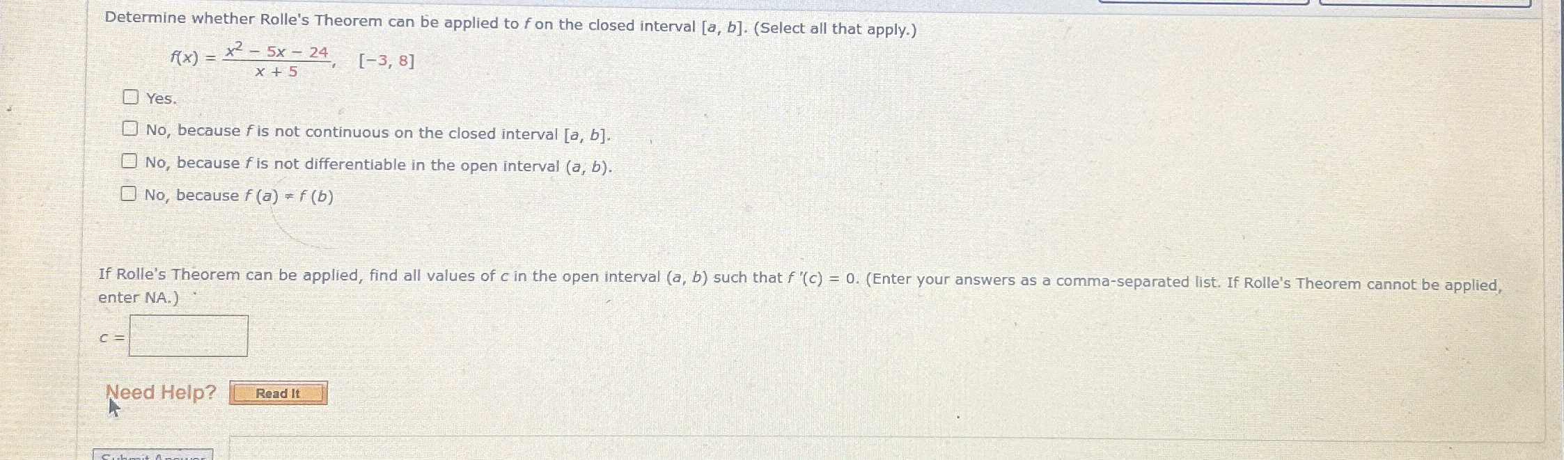 Solved Determine whether Rolle's Theorem can be applied to f | Chegg.com