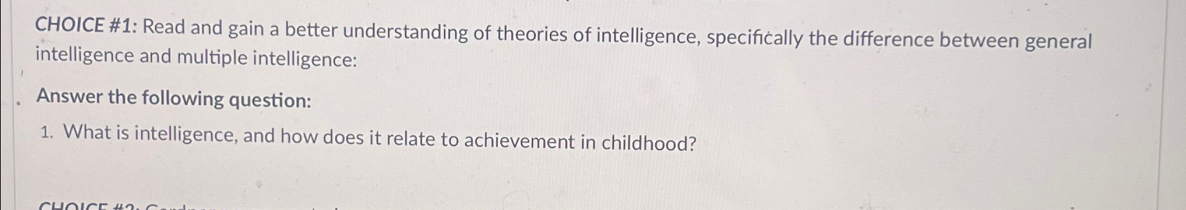 Solved CHOICE #1: Read and gain a better understanding of | Chegg.com