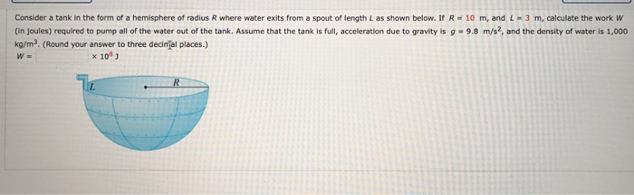 Solved Consider a tank in the form of a hemisphere of radius | Chegg.com